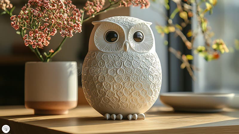 Modern Ceramic Owl Figurine with Intricate Patterns and Charming Design ...