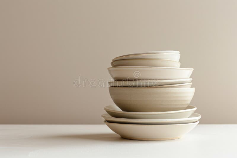 Modern Ceramic Tableware Collection - Minimalist Stack of Bowls and ...