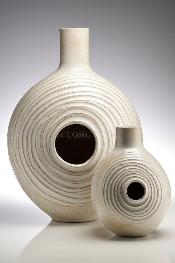 Modern Ceramic Vases with Circular Patterns Stock Illustration ...