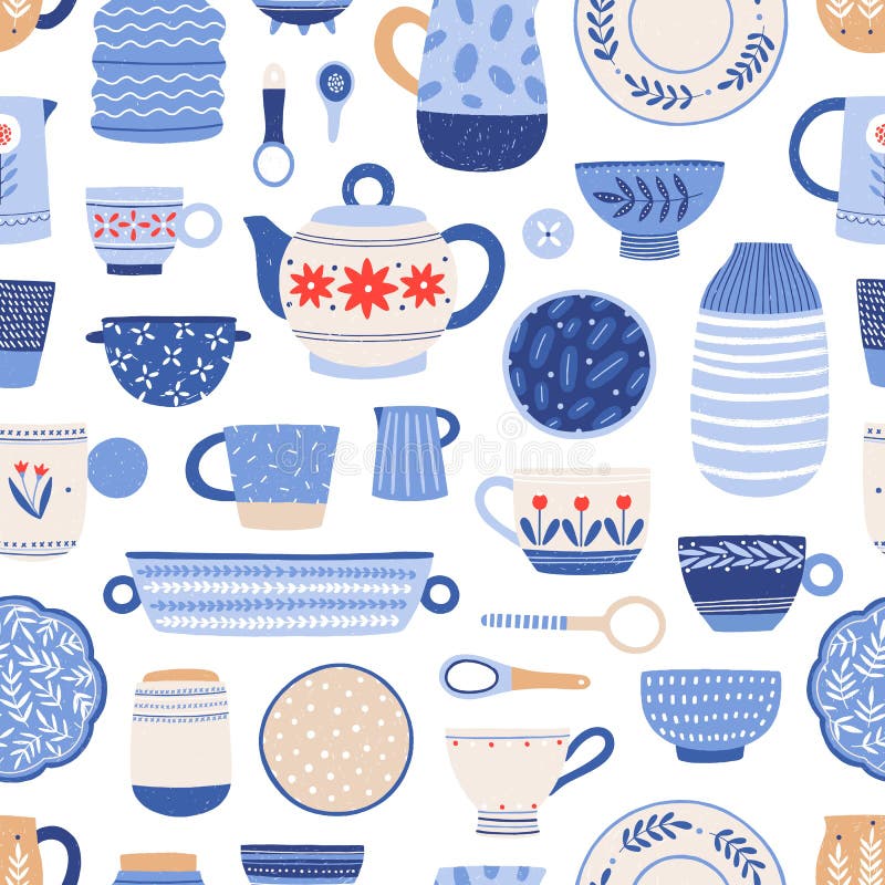 Vector set of tableware stock vector. Illustration of drawn - 133588230