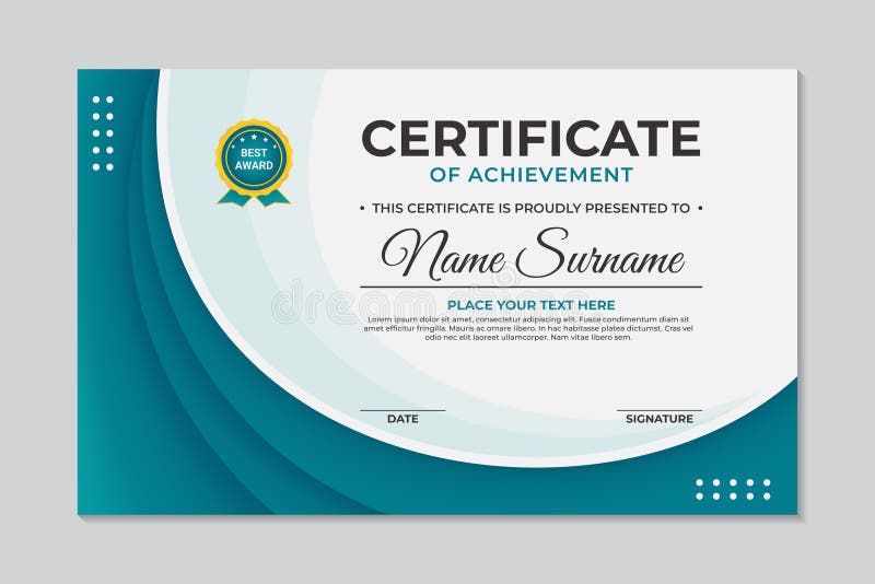 Modern Certificate of Achievement Template Elegant Blue Wave Design ...