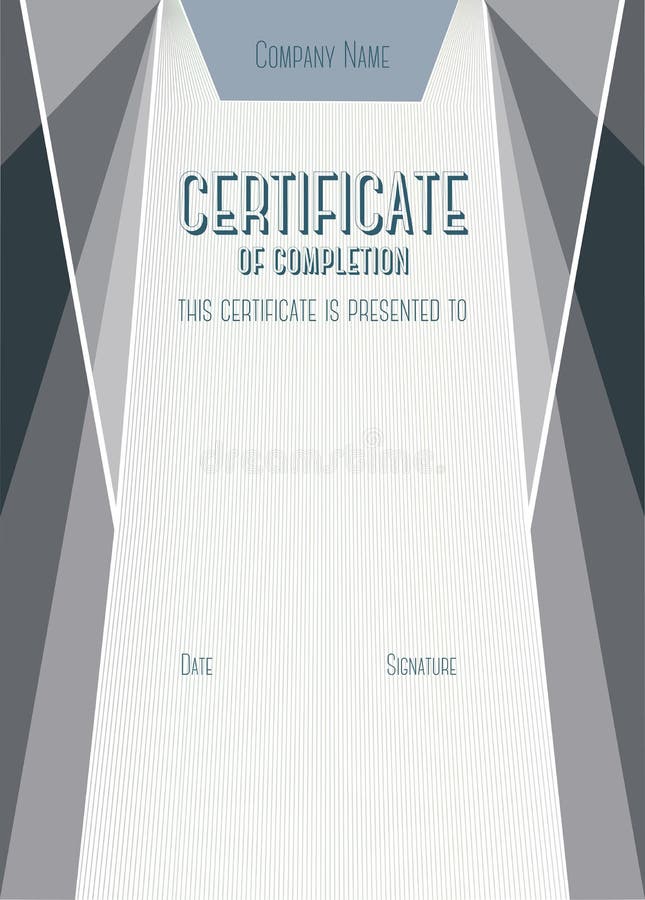 Modern Certificate of Completion. Vector Template Stock Vector ...