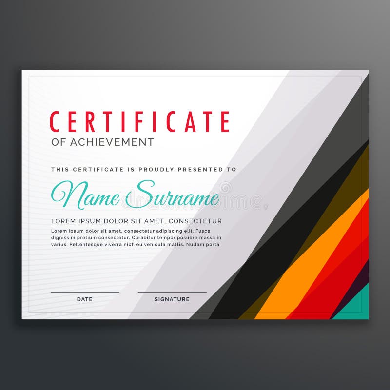 Modern Certificate Design Template with Colorful Lines Stock Vector ...