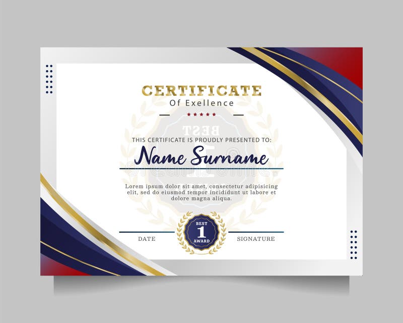 Modern Certificate of Exellence Template Stock Vector - Illustration of ...