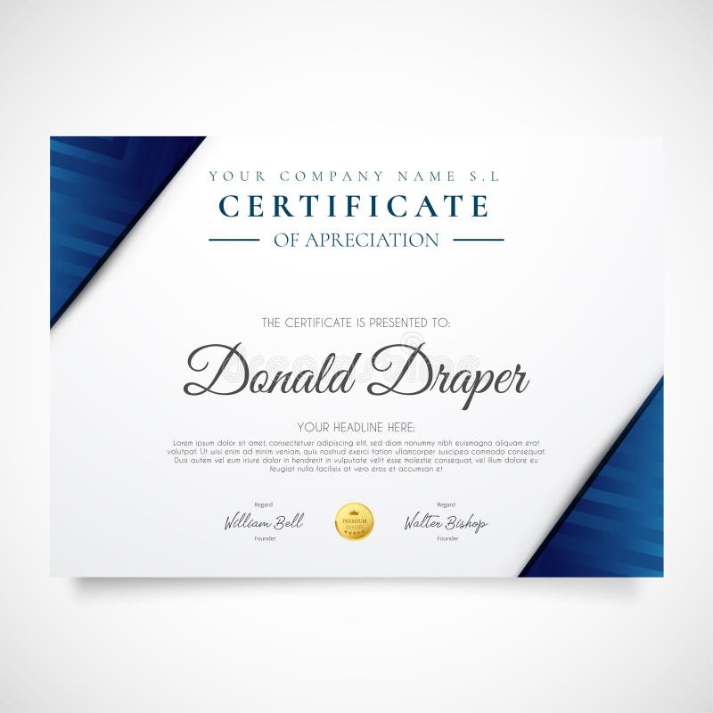 Modern Certificate Flyer with Blue Template with Abstract Shapes ...