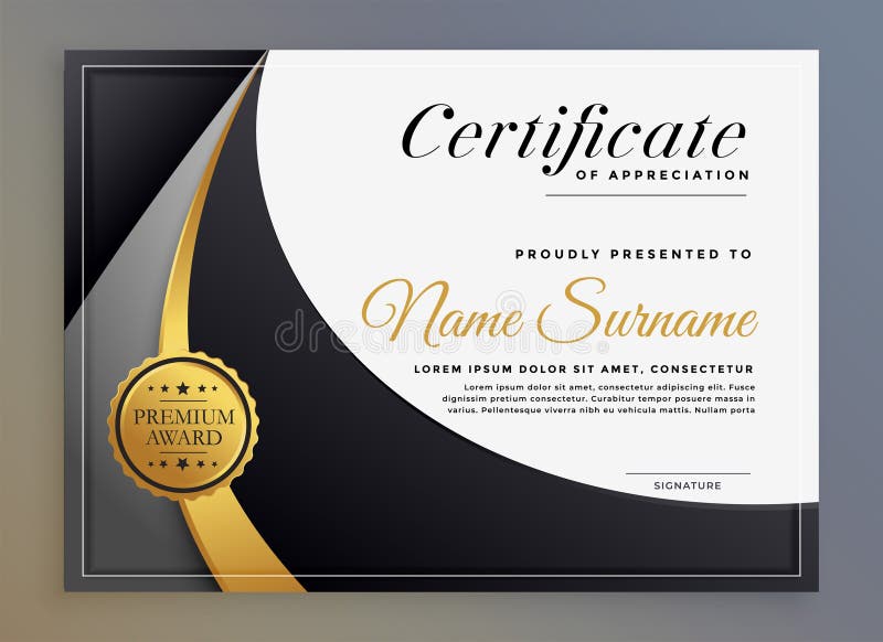 Modern Certificate Template in Black and Gray Wavy Design Stock Vector ...