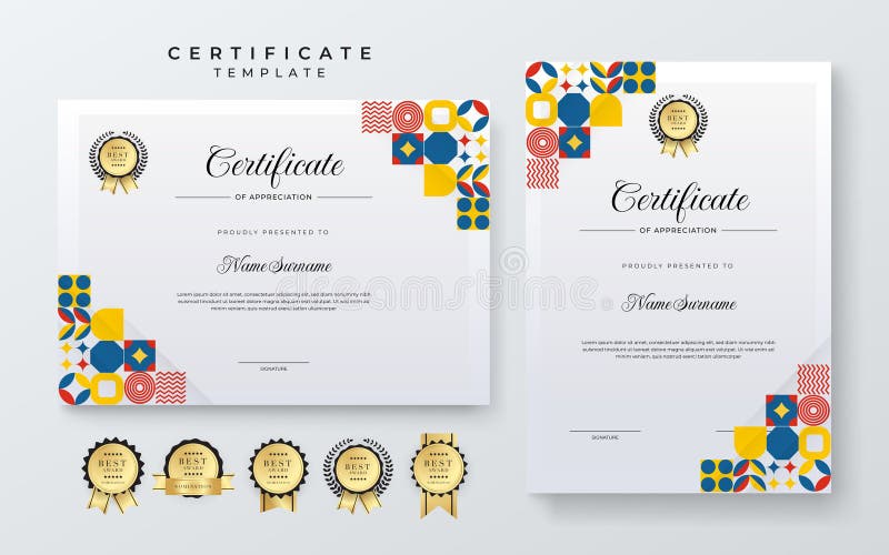 Modern Certificate Template with Decorative Elements. Perfect for ...