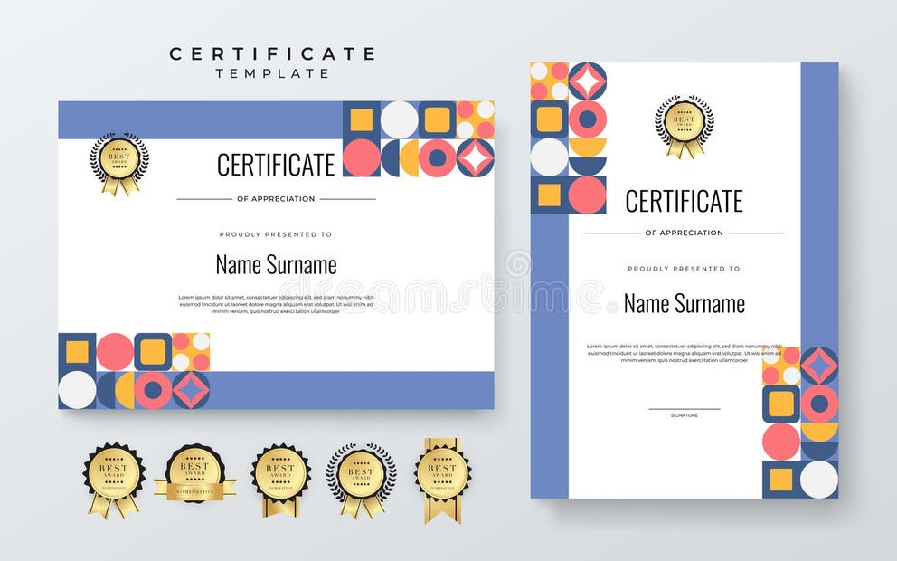 Modern Certificate Template with Decorative Elements. Perfect for ...