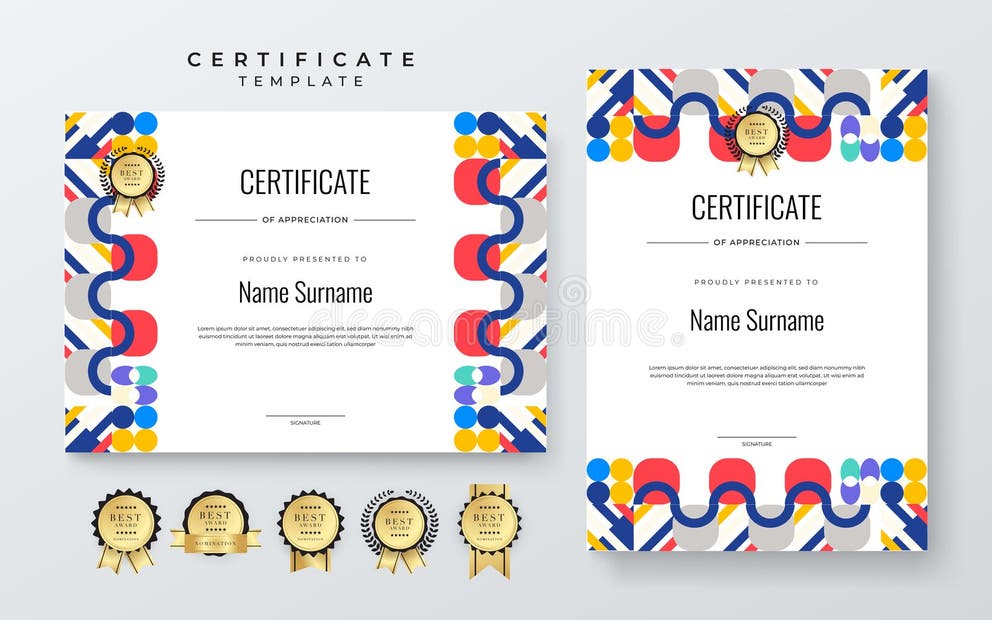 Modern Certificate Template with Decorative Elements. Perfect for ...