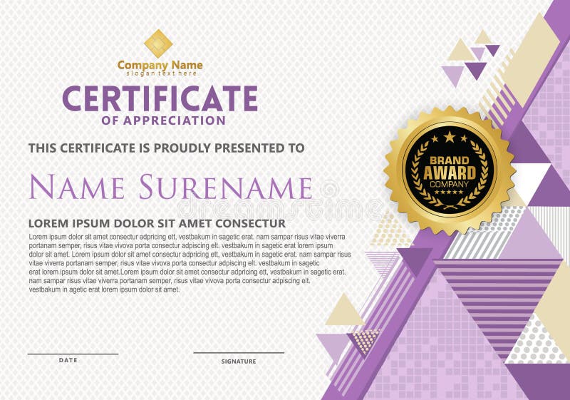 Modern Certificate Template with Triangle with Halftone on Line ...