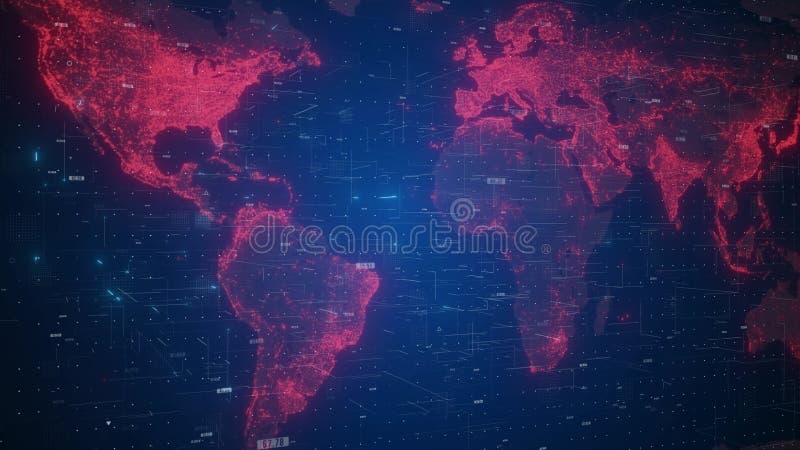 Modern CG Animation World Map Stock Footage - Video of binary, news: 303577280