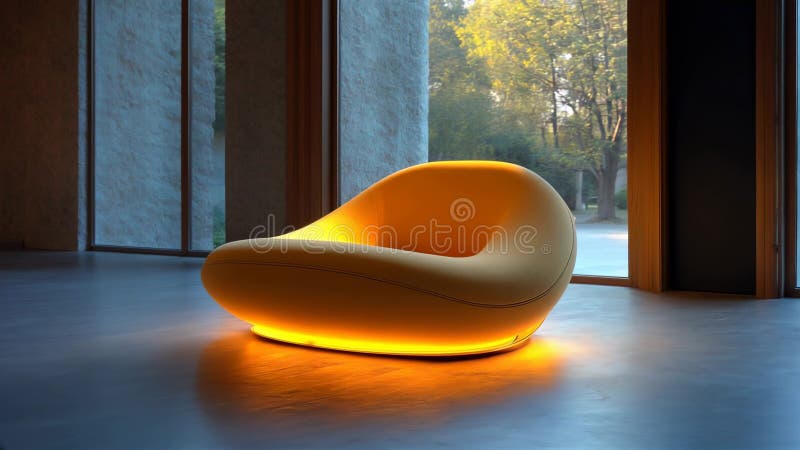 Modern Chair with a Glowing Underlayer and Minimalistic Frame Creates ...