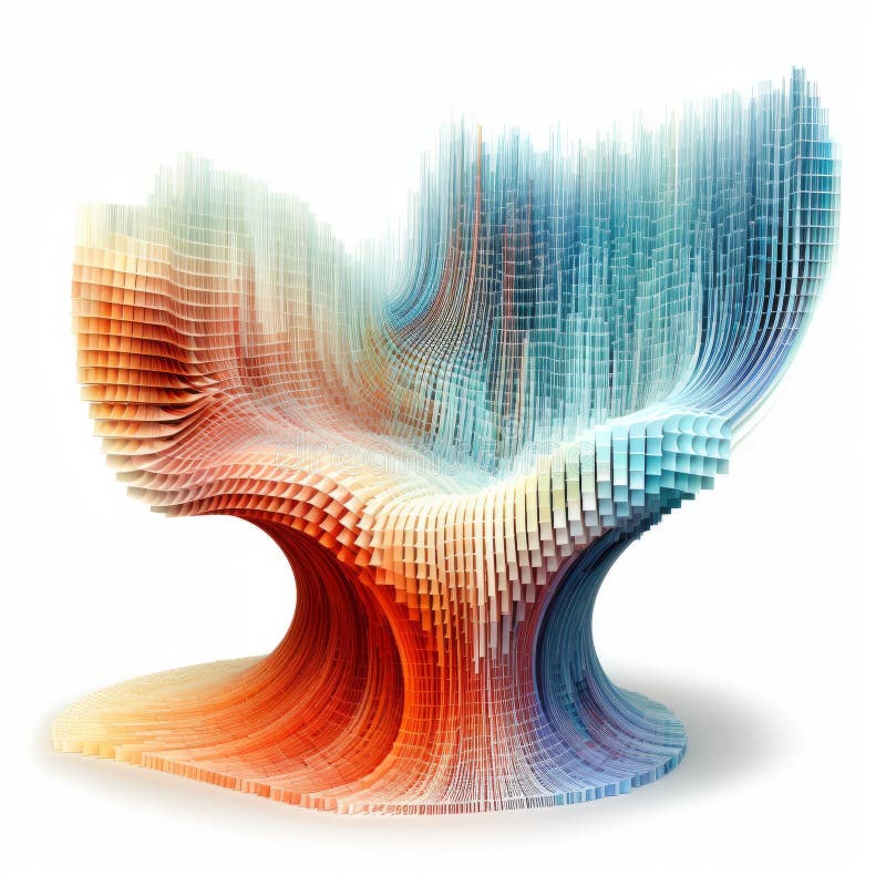 Pixel Chair Design Inspired by Cyril Rolando: Algorithmic Art on White ...