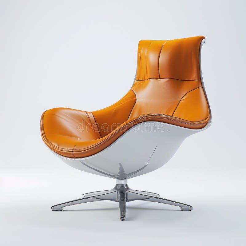 A Modern Chair with a Leather Seat and Chrome Base, AI Stock ...