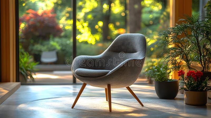 Modern Chair by the Window 3D Illustration Stock Illustration ...
