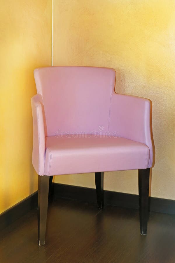 Modern Chair in Yellow Wall Room Stock Photo - Image of yellow, modern ...
