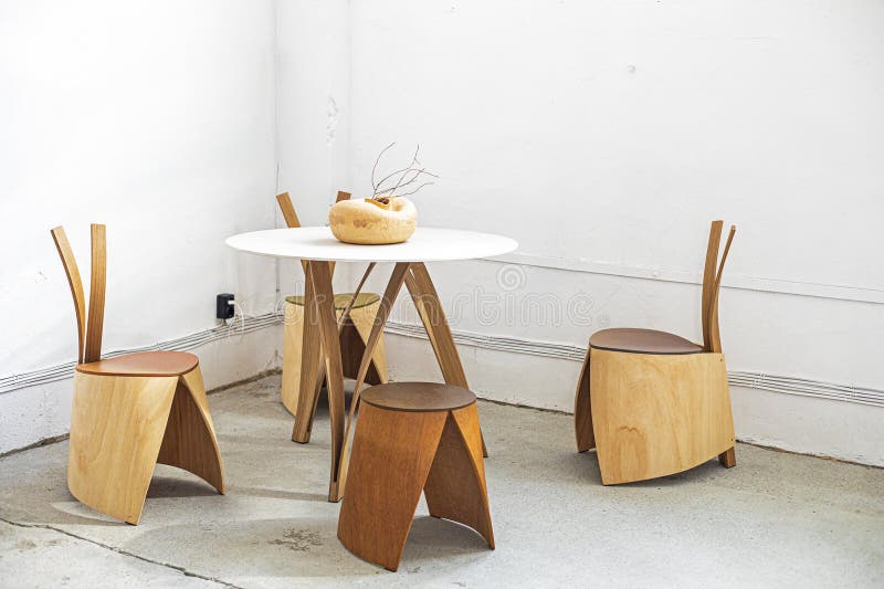 Modern Chairs Different Shapes Near Round Table Stock Photos - Free ...