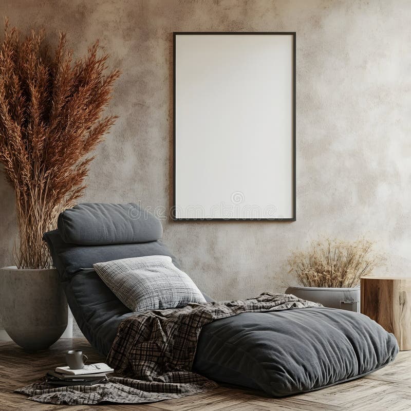 Modern Chaise Lounge in Earthy Tones 3D Render Stock Illustration ...