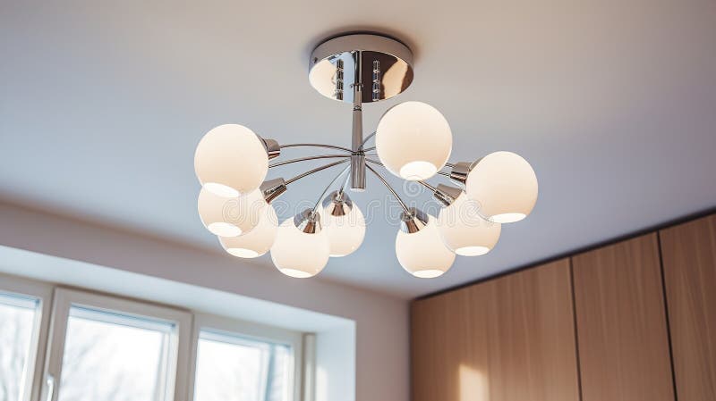 Modern Chandelier on the Ceiling Closeup Stock Image - Image of ceiling ...