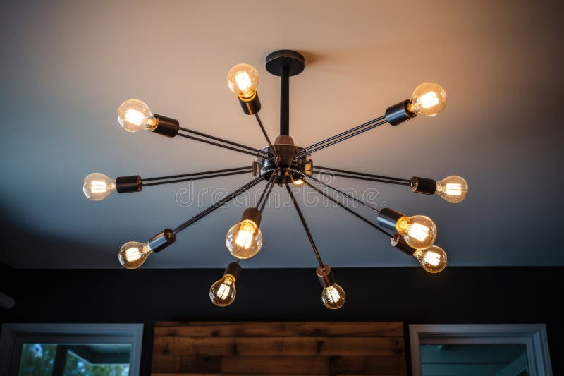 Modern Chandelier with Multiple Led Bulbs Stock Image - Image of modern ...