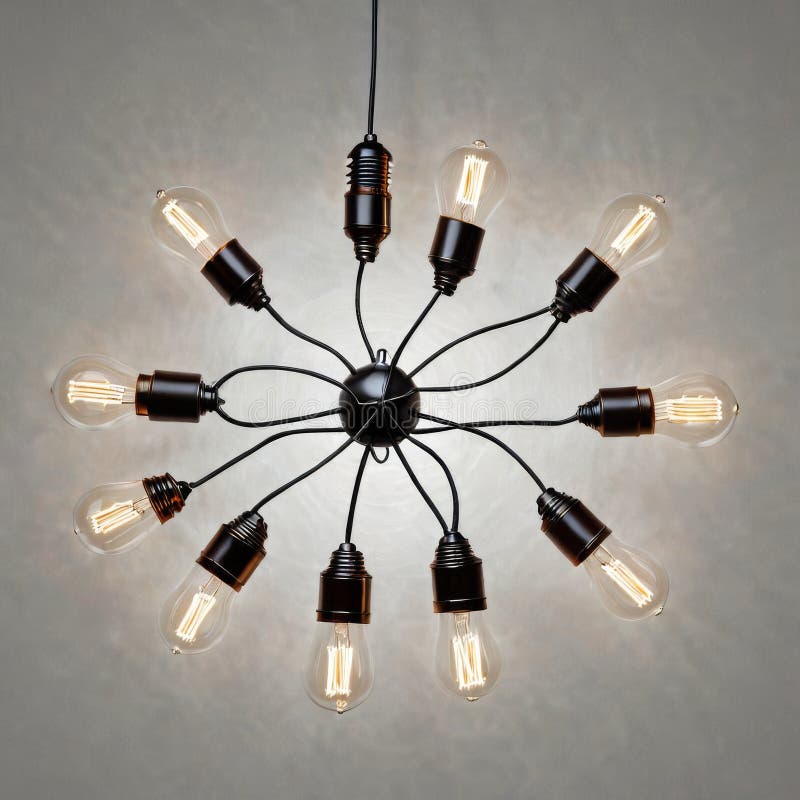 Modern Chandelier with Multiple Light Bulbs Stock Illustration ...