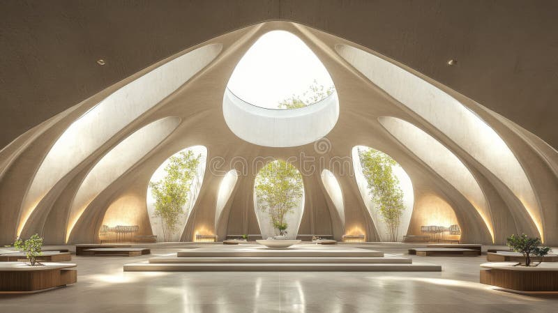 Modern Chapel Interior with Natural Light and Concrete Architecture ...