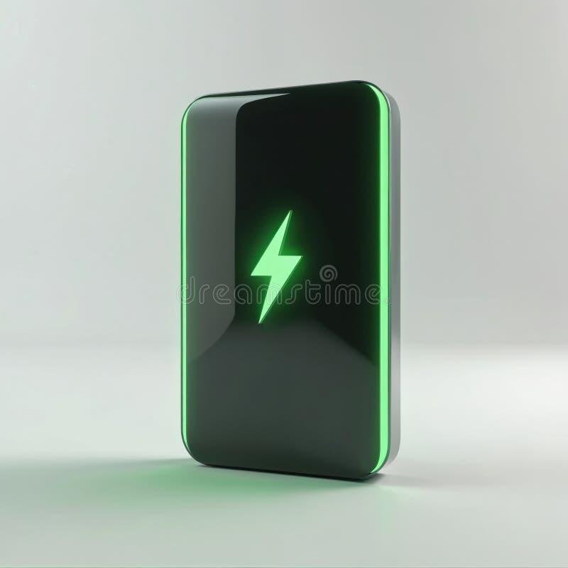 Modern Charging Device with Green Lightning Symbol. Wireless ...