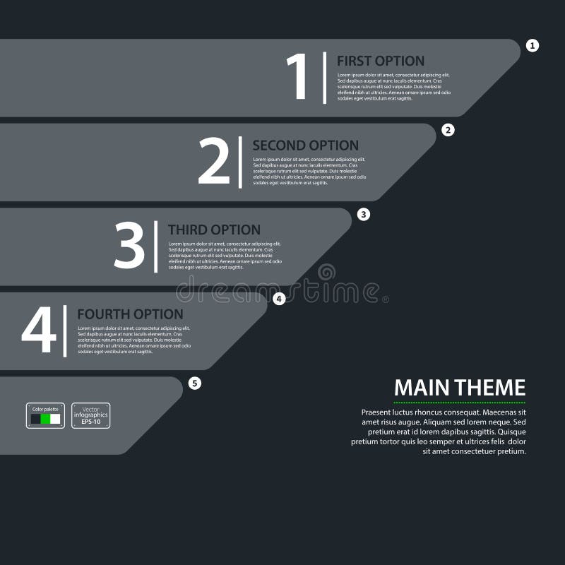 Modern Chart Template in Flat Style on Dark Gray Background Stock ...
