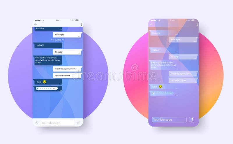 Modern Chat. Flat Ui. Messenger Chat App Template Composition with ...