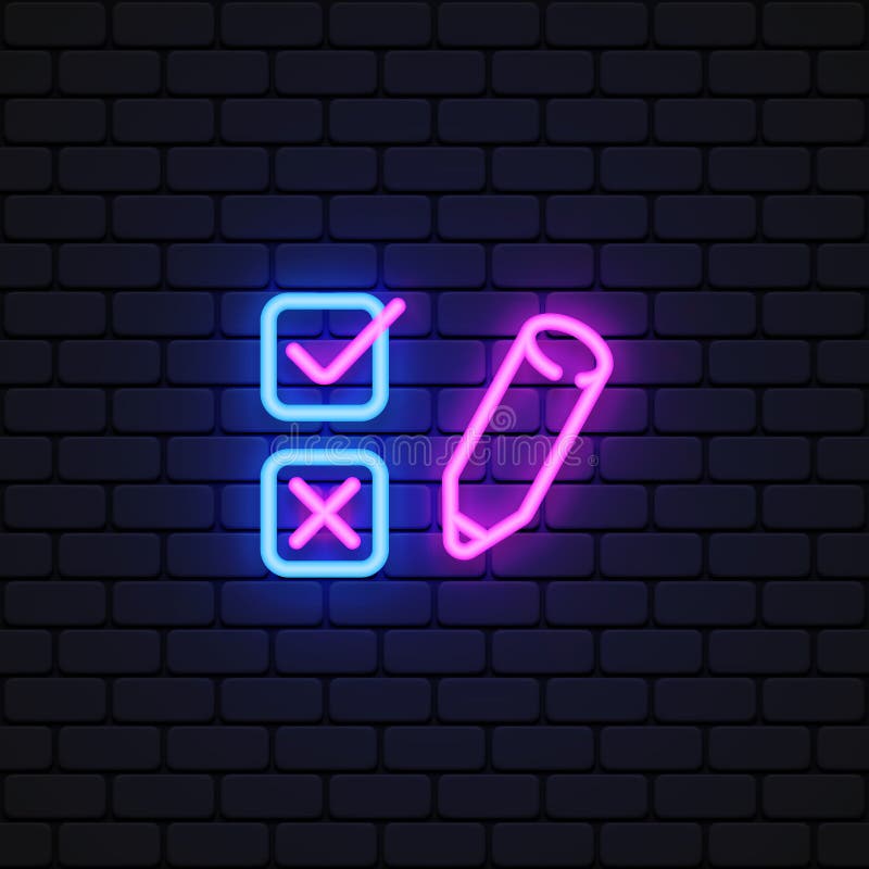 Modern Check Icon Neon, Great Design for Any Purposes. Vector ...