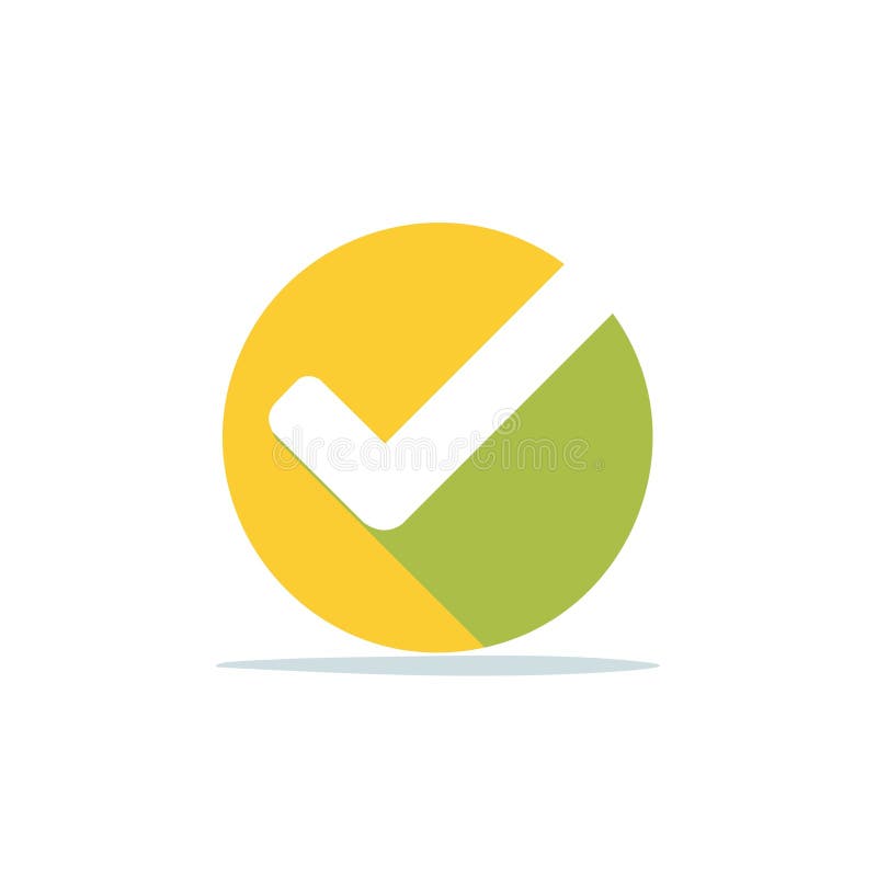 Modern Check Mark Icon in Yellow Green Circle for Positive Confirmation Stock Illustration ...