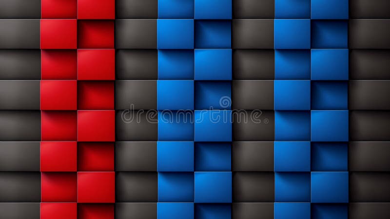 Modern Checkerboard Wall Pattern in Red, Blue, and Grey Stock ...