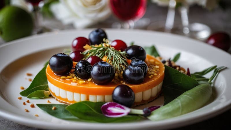 Modern Cheesecake with Berries, Tomatoes, and Herbs. Unusual Dessert ...