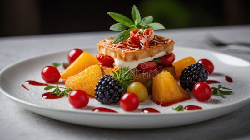 Modern Cheesecake with Berries, Tomatoes, and Herbs. Unusual Dessert ...