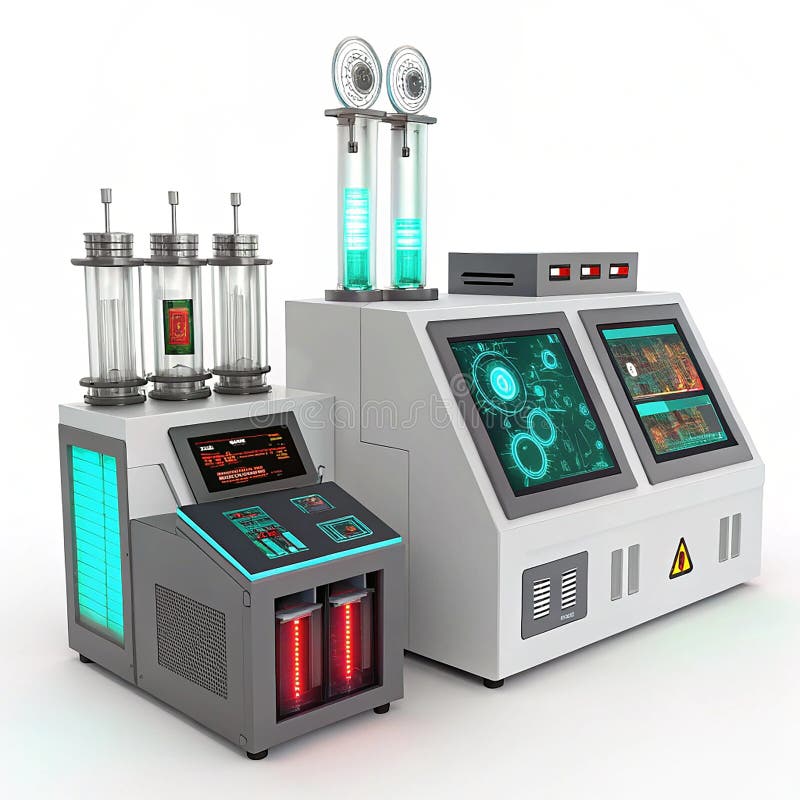 Futuristic Chemistry Set with Smart Technology Stock Illustration ...