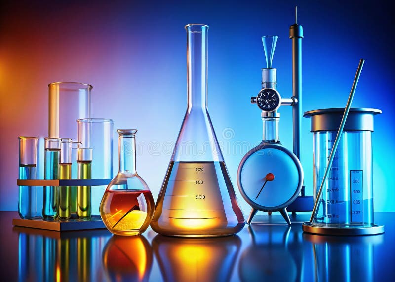 A Modern Chemistry Lab Setup Minimalist Flat Design Featuring Essential ...