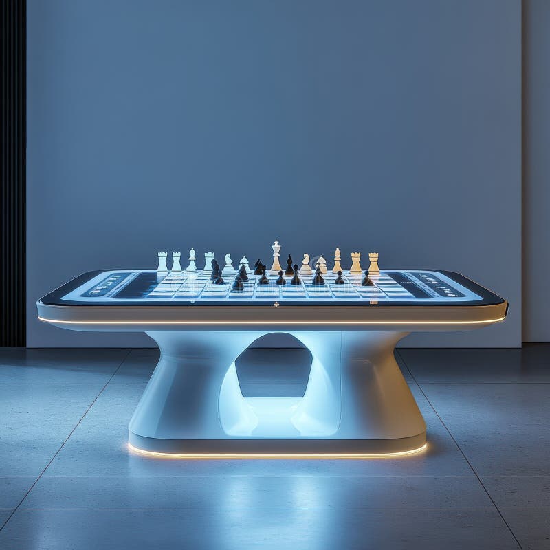 Modern Chess Board with Neon Lights in a Sleek Interior Design Stock ...