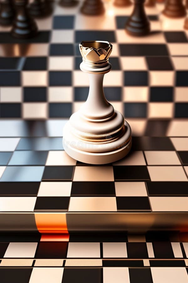 Modern Chess Game Concept with Queen Piece in Middle. Shiny White Queen ...