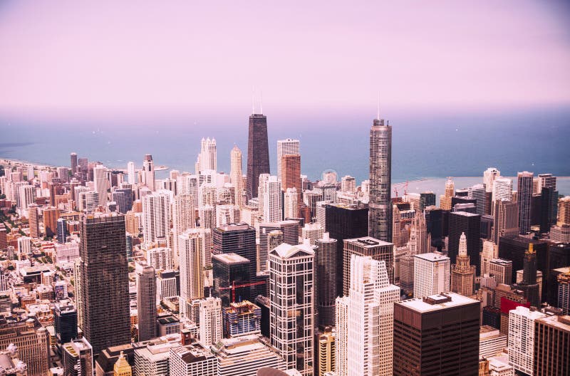 Modern Chicago Skyline Aerial View Stock Image - Image of geometric ...