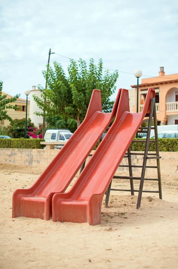 Modern Children Playground Slide. Stock Image - Image of outdoor ...