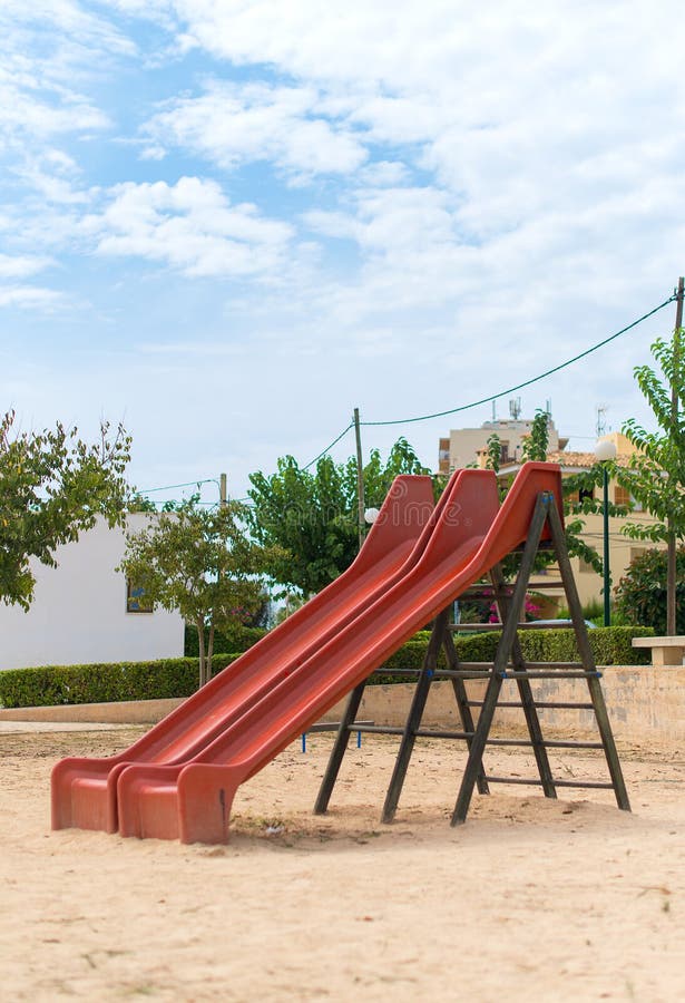 Modern Children Playground Slide. Stock Image - Image of child, empty ...