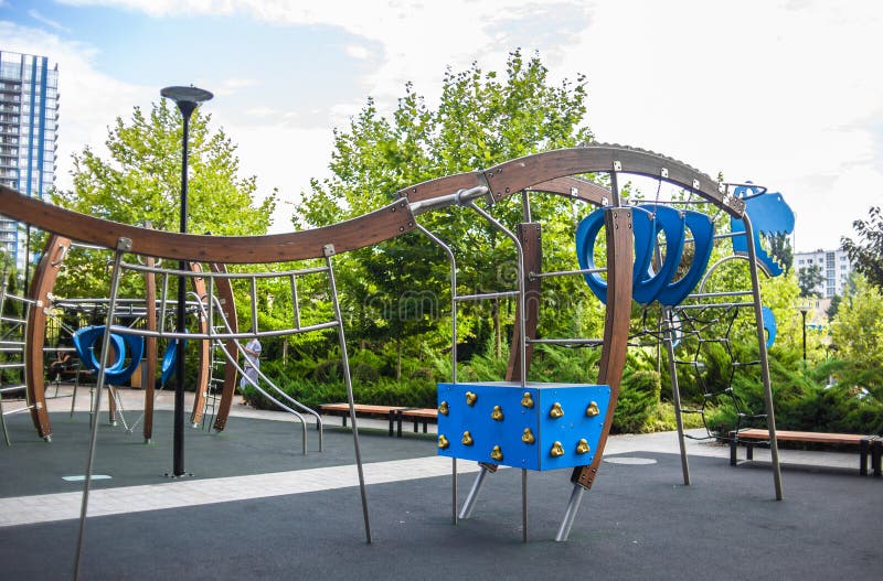Modern Children S Playground in a New Residential Complex Stock Image ...