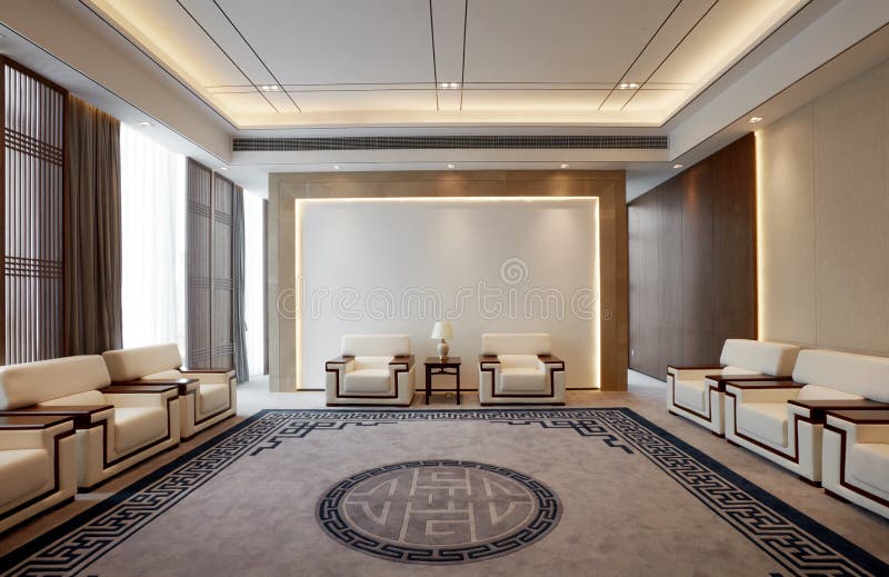 Modern Chinese Style Office, Conference Room Stock Photo - Image of ...