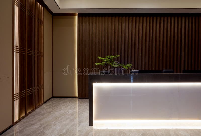 Modern Chinese Style Office, Reception Desk Stock Image - Image of ...