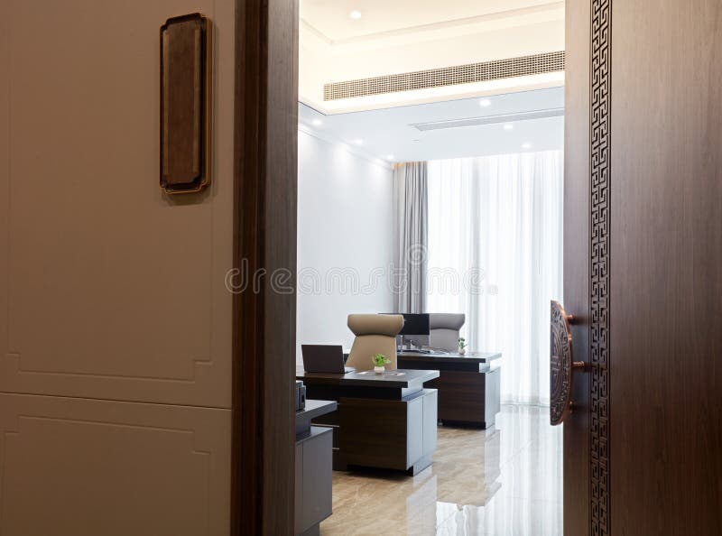 Modern Chinese Style Office, Reception Desk Stock Image - Image of ...