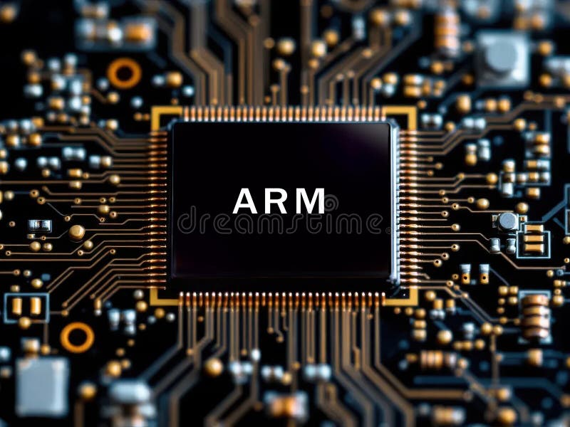 A Modern Chip with the Inscription Arm Soldered on the Board Stock ...