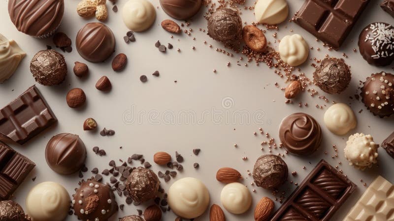 Modern Chocolate Day Background with Various Chocolate Treats. Stock ...