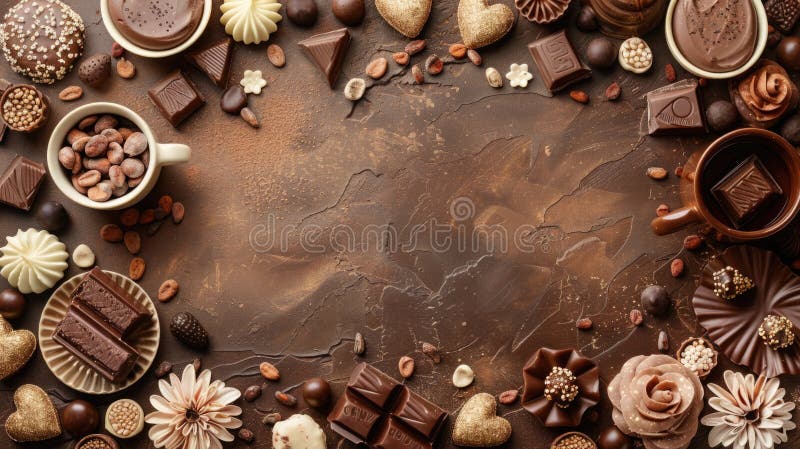 Modern Chocolate Day Background with Various Chocolate Treats. Stock ...