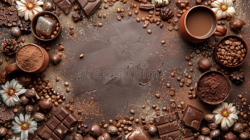 Modern Chocolate Day Background with Various Chocolate Treats. Stock ...