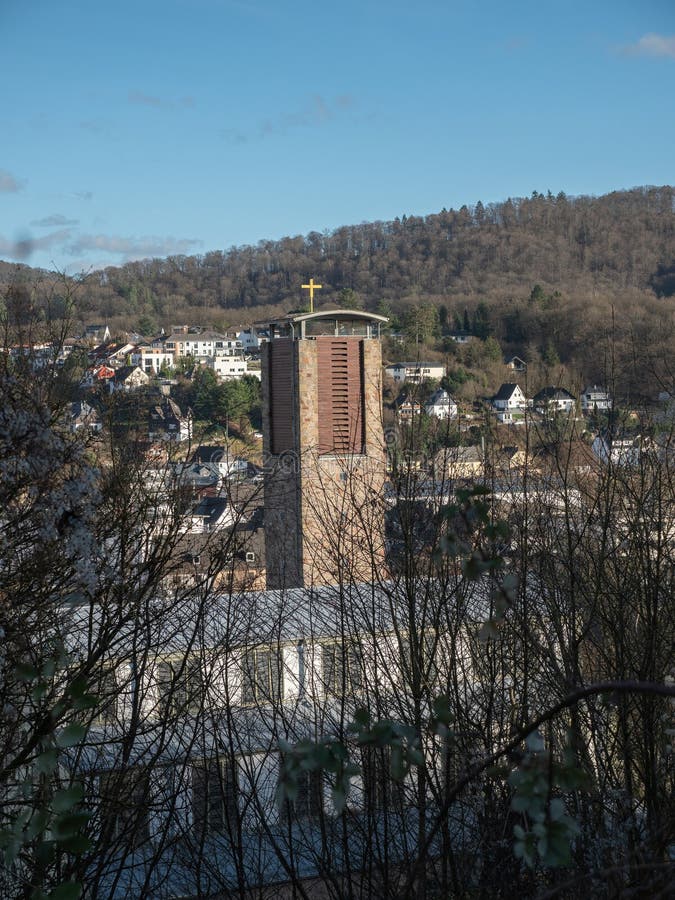Modern Christian Church in Germany Stock Image - Image of clock ...